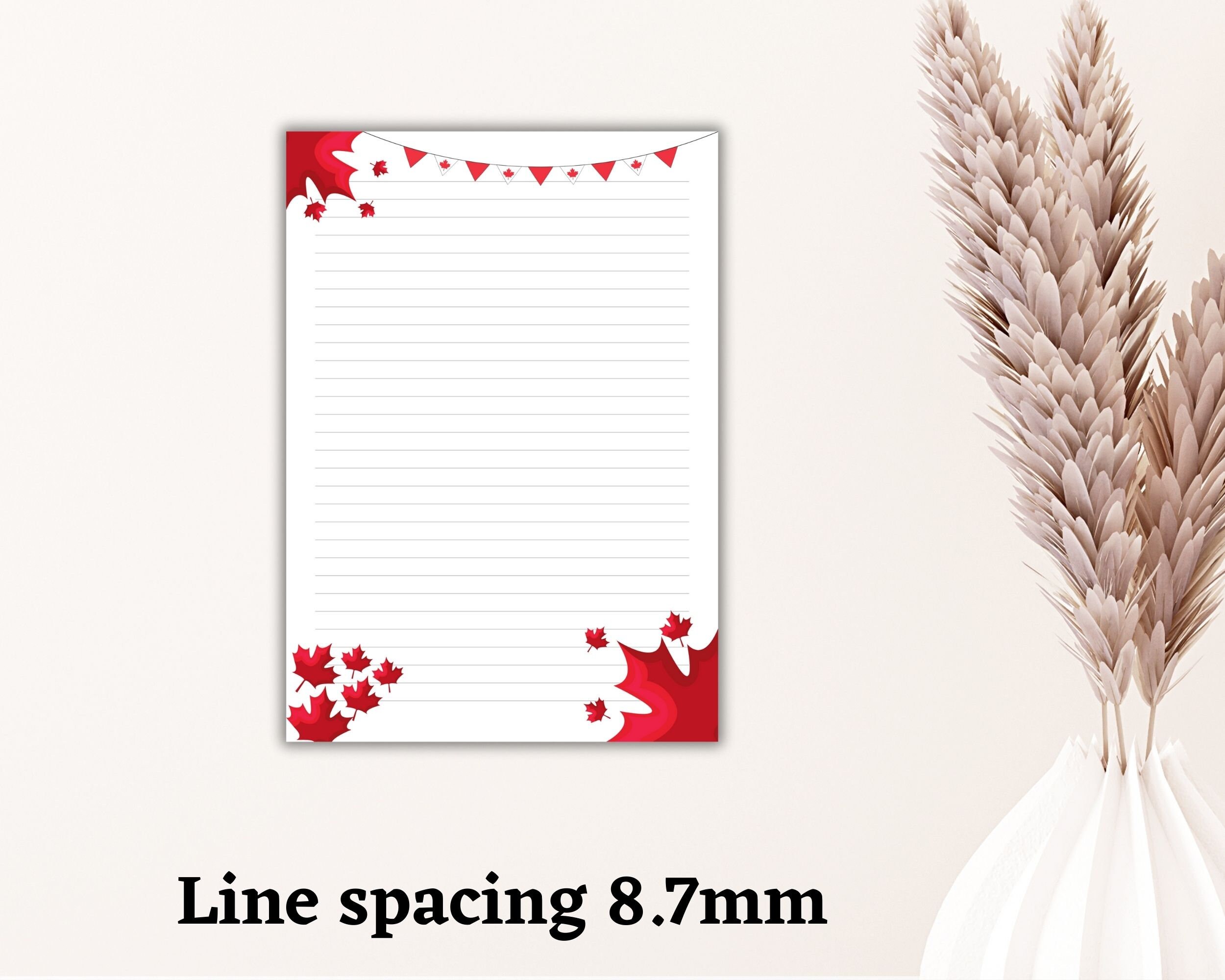 Printable Canada Flag Stationery, Lined and Unlined Letter Writing ...