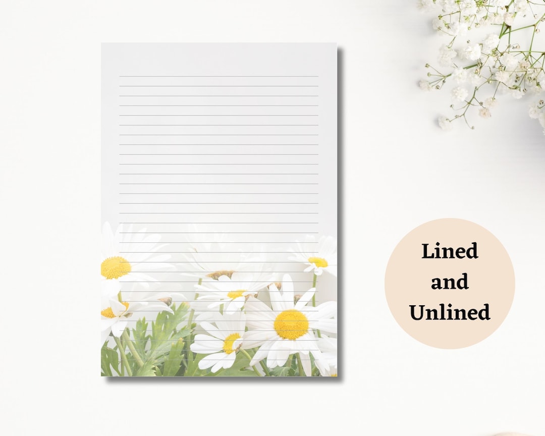 Daisy Floral Stationery PDF Printable | Flower Stationery | Letter ...