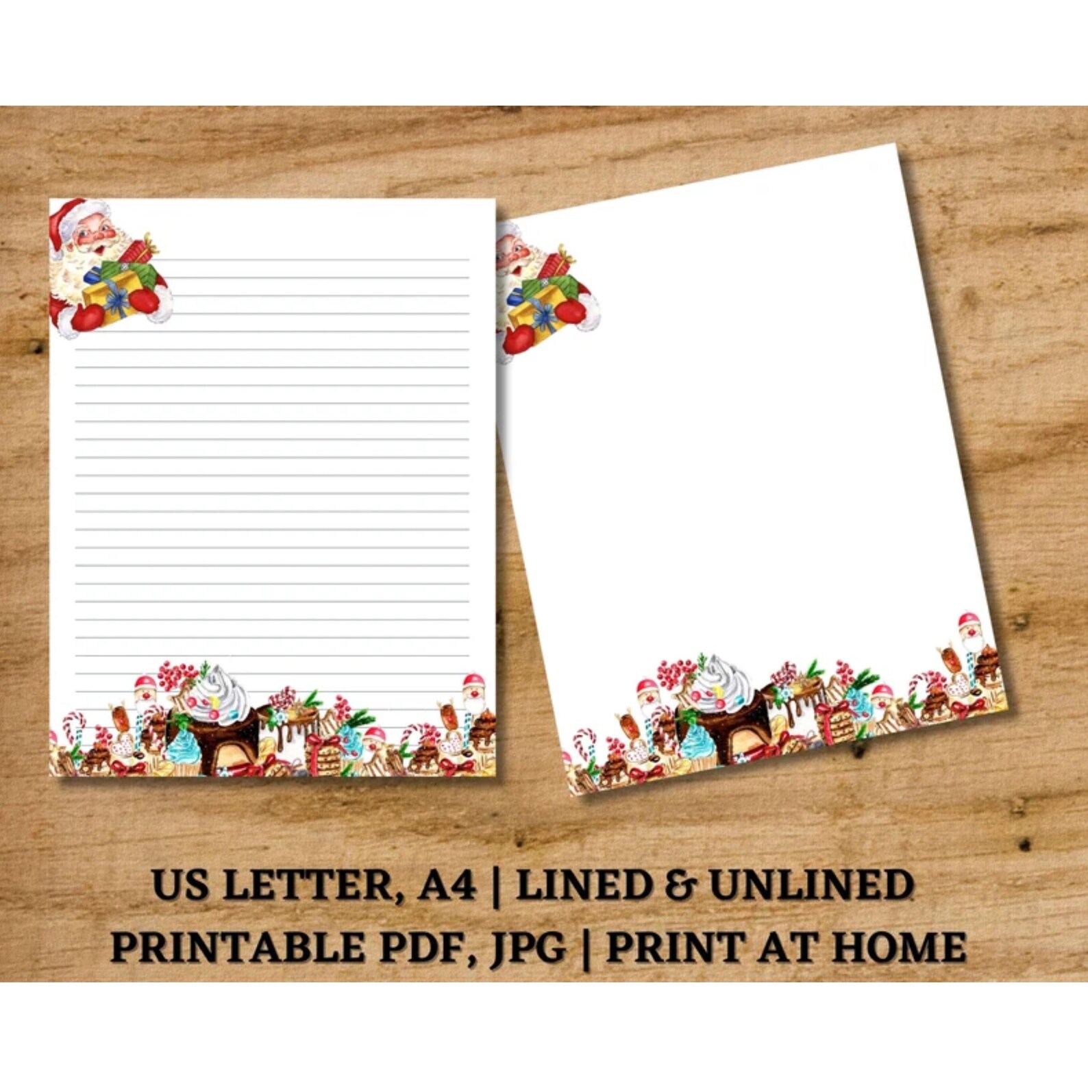 Printable Santa Christmas Stationery, Christmas Letter Writing Paper ...