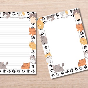 Printable Cats Border Stationery, Printable Cat Lover Letter Writing ...
