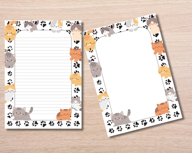 Printable Cats Border Stationery, Printable Cat Lover Letter Writing ...