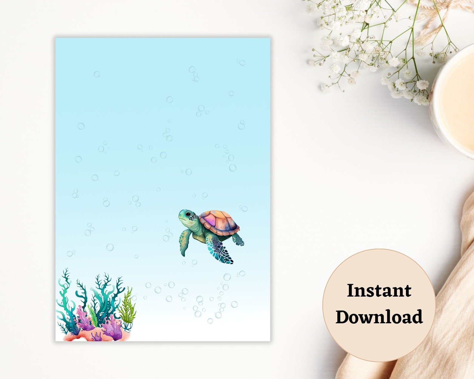 Under the Sea Stationery, Lined and Unlined Letter Writing Paper ...
