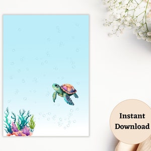 Under the Sea Stationery, Lined and Unlined Letter Writing Paper, Journal Paper, Digital Paper ...