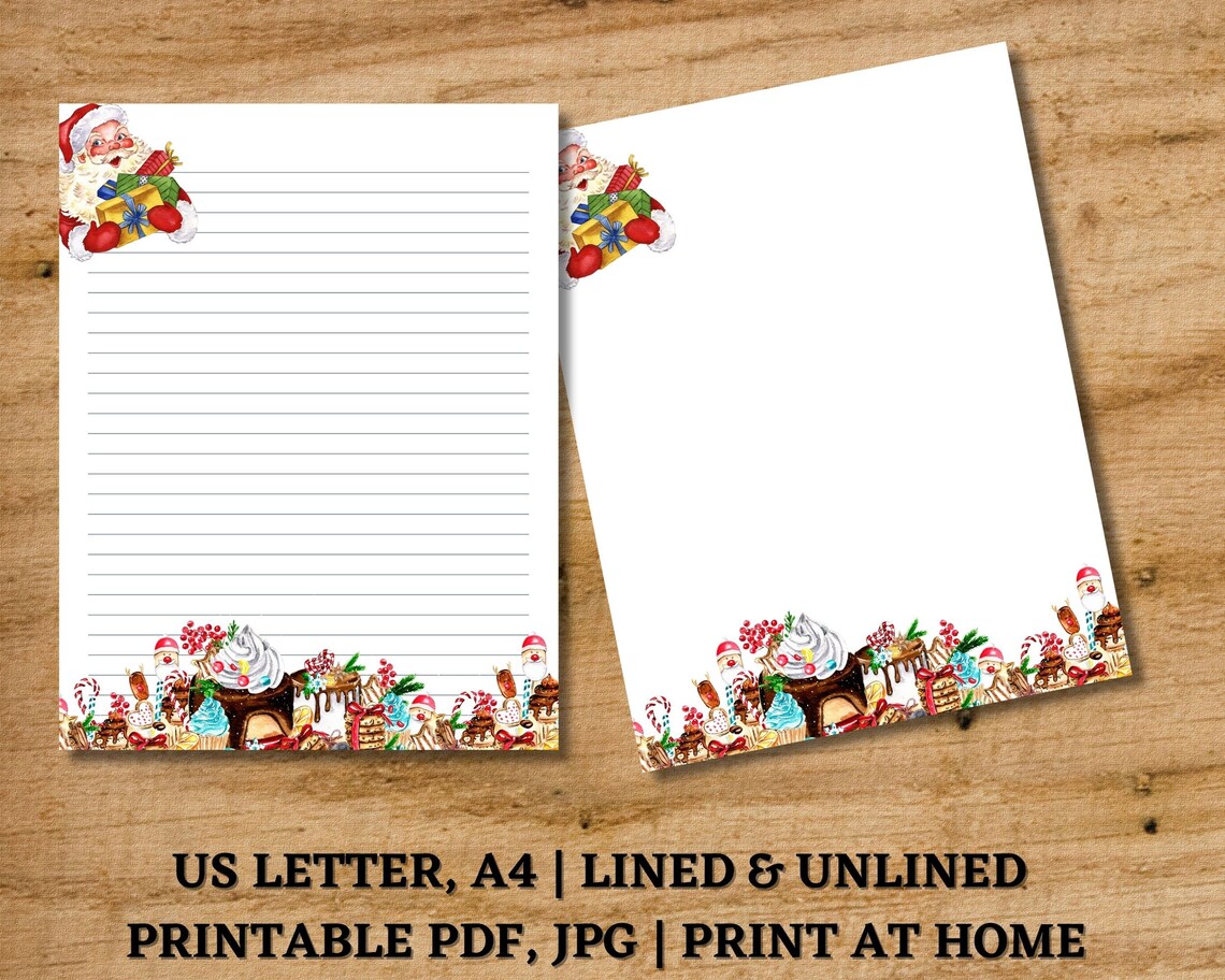 Printable Santa Christmas Stationery, Christmas Letter Writing Paper ...