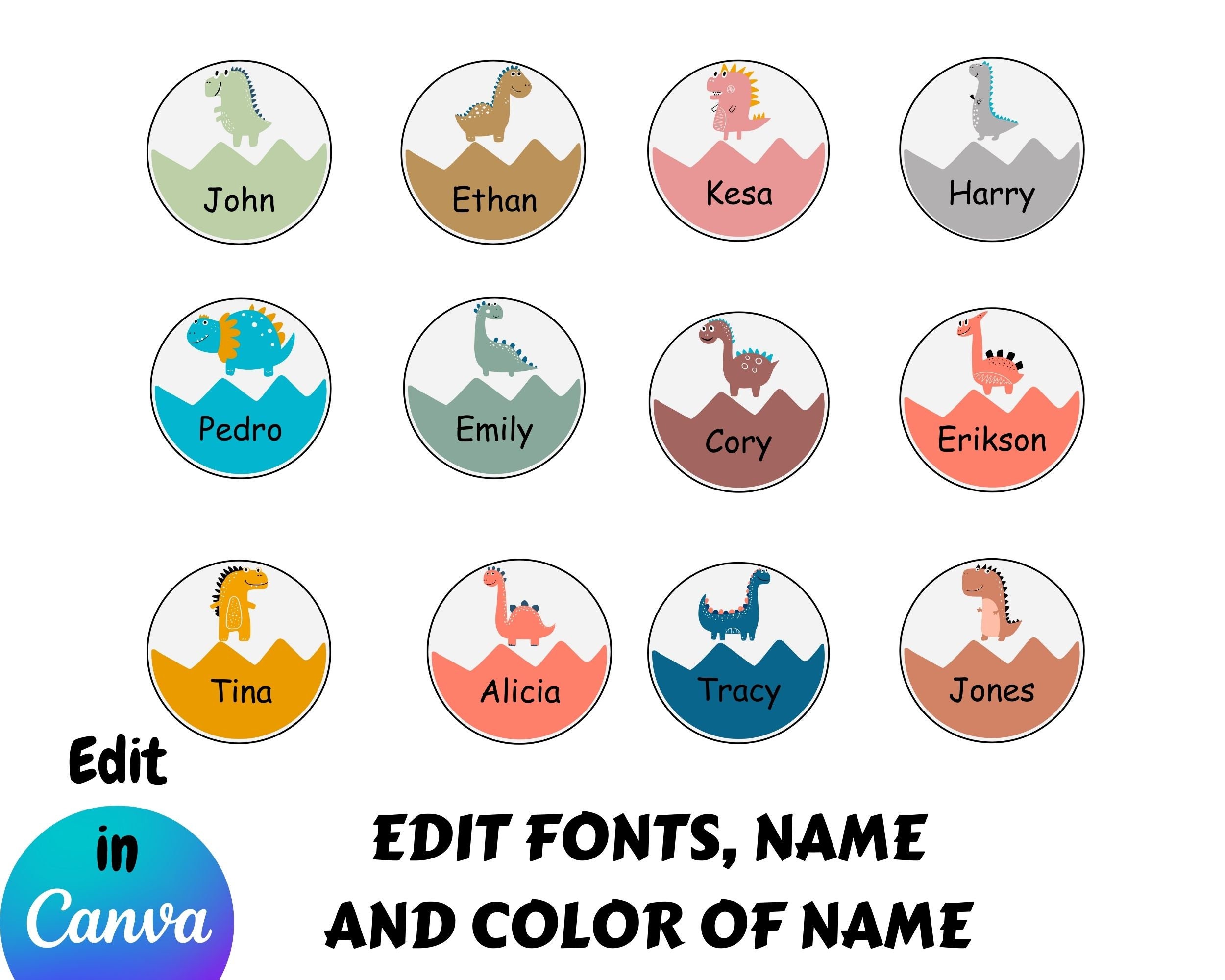 Editable Dinosaur Name Tags, Circle Dinosaur Classroom Name Tags ...