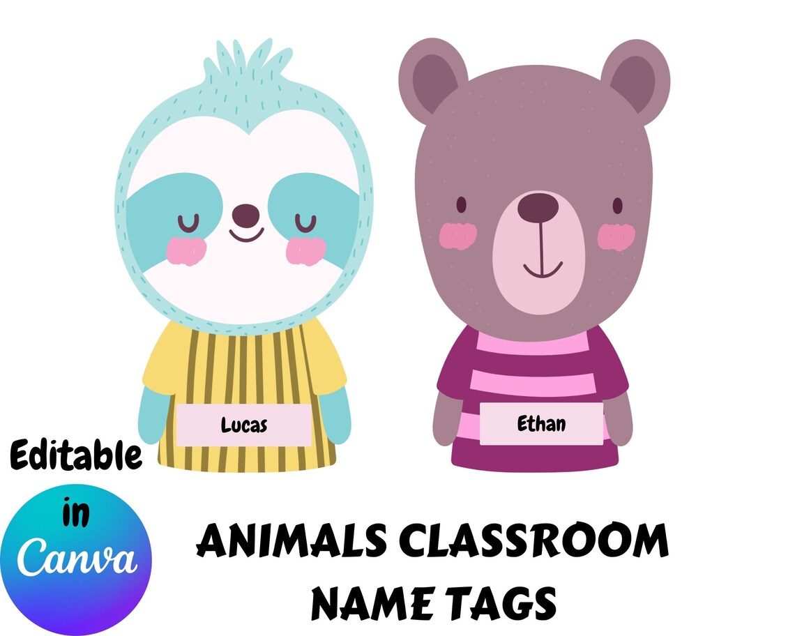 Editable Animals Classroom Name Tag, Cute Animal Name Tags, Classroom ...