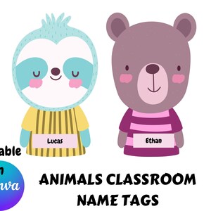 Editable Animals Classroom Name Tag, Cute Animal Name Tags, Classroom ...