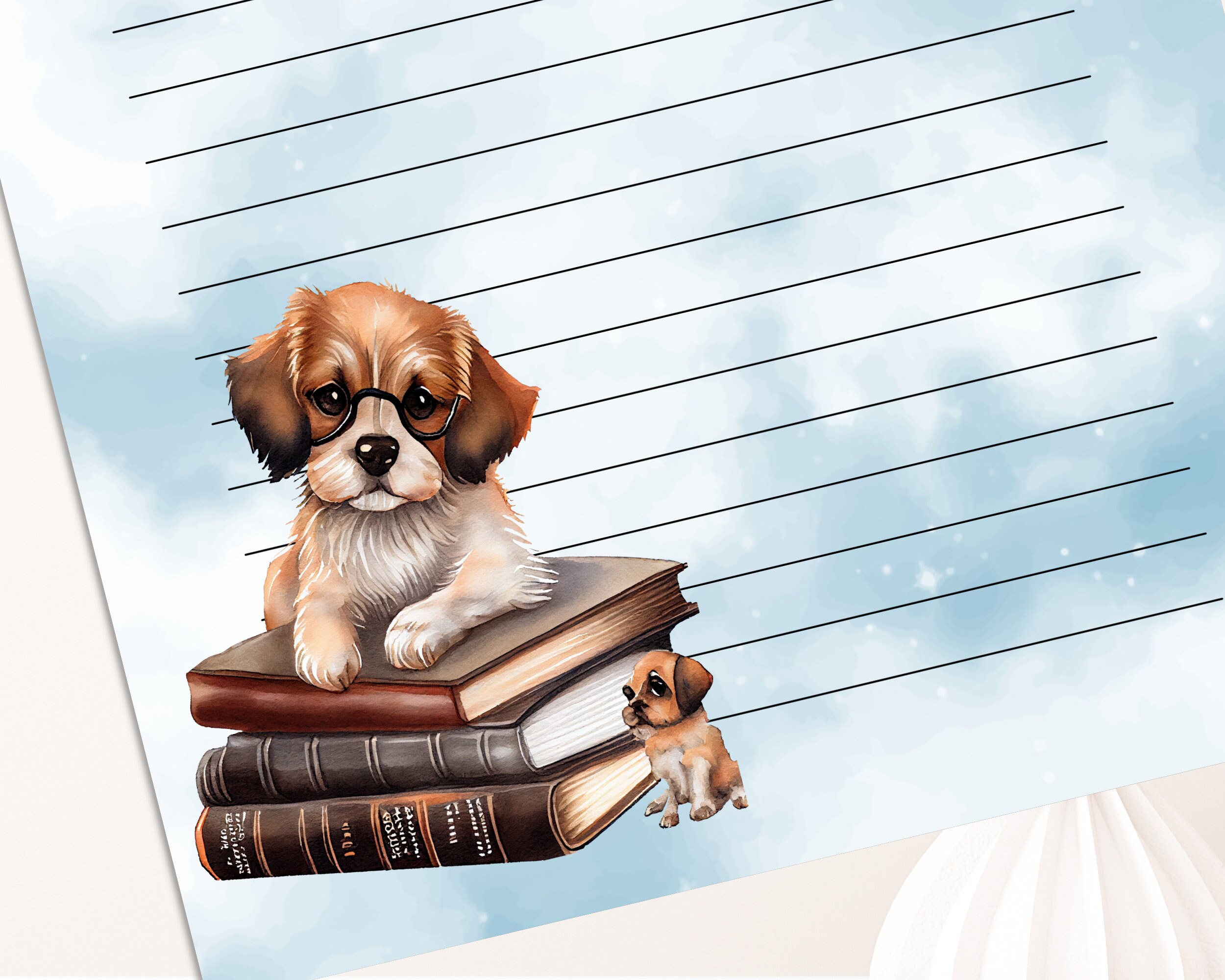 Printable Puppy Stationery, Dog & Books Lovers Printable Stationary ...