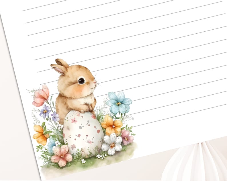 Printable Cute Bunny Stationery, Printable Stationery Lined and Unlined ...