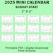 2024 2025 Mini Calendar Printable PDF, 2x3 Inches, Small Calendar, Desk ...