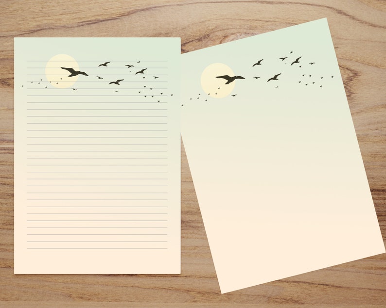 Printable Flying Birds Stationery, Letter Writing Paper, Bird Lover ...
