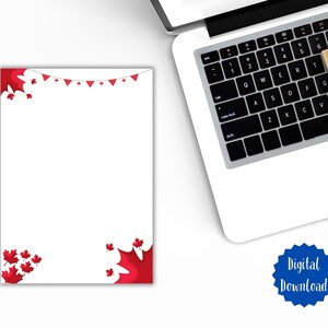 Printable Canada Flag Stationery, Lined and Unlined Letter Writing ...