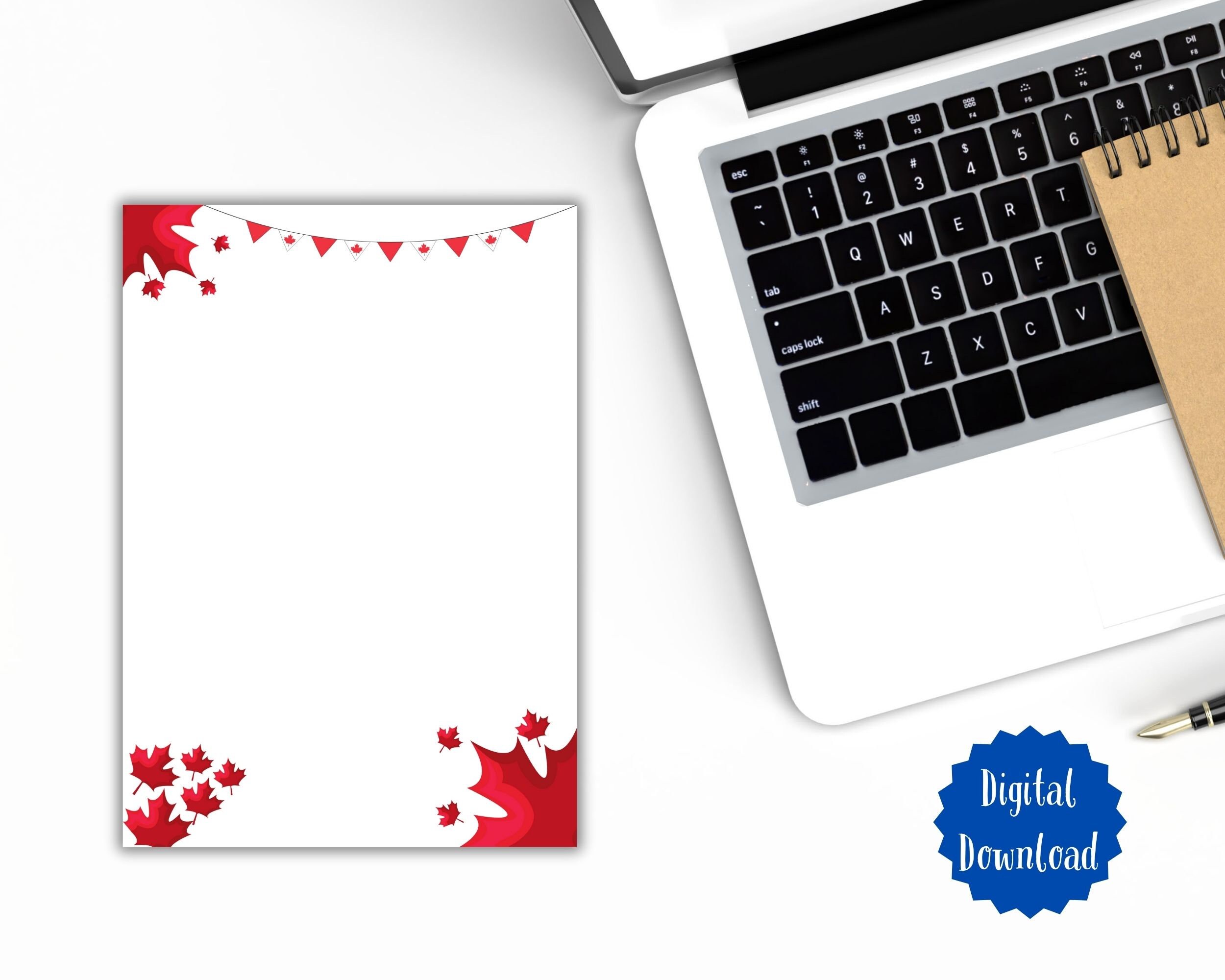 Printable Canada Flag Stationery, Lined and Unlined Letter Writing ...