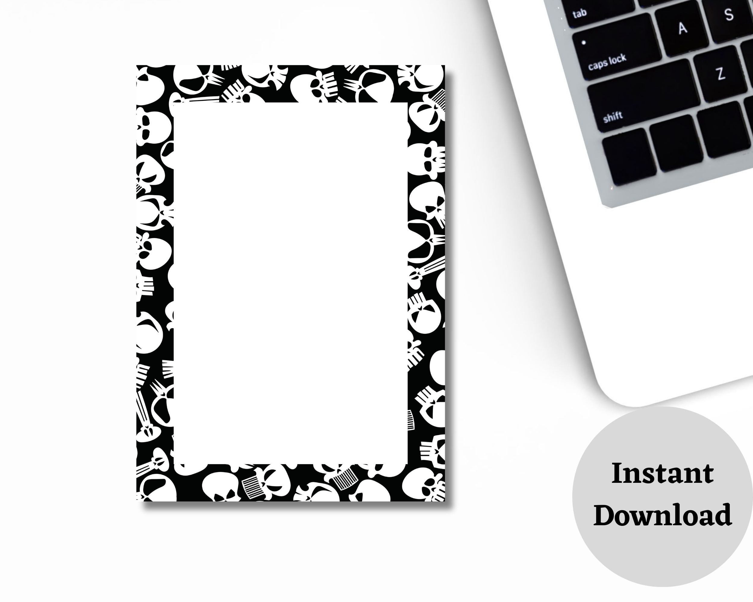 Printable Skull Stationery Letter Writing Paper Skeleton - Etsy