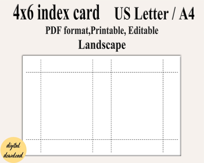 Printable 4x6 Index Cards, Editable Index Card, Blank Flashcards ...