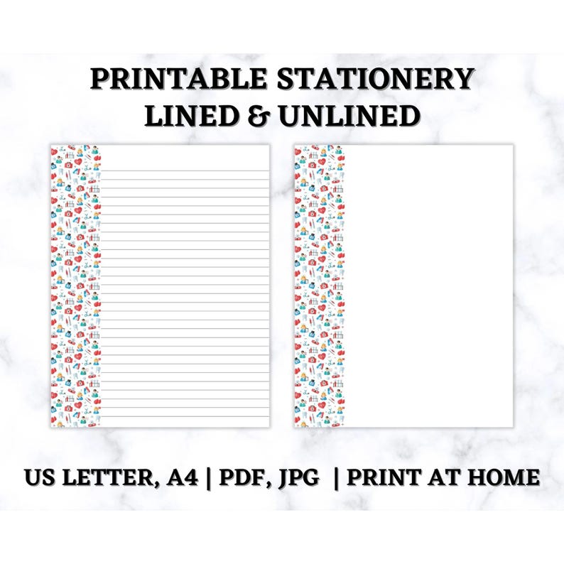 Printable Medical Stationery, Doctor Nurse Journaling Pages Lined ...