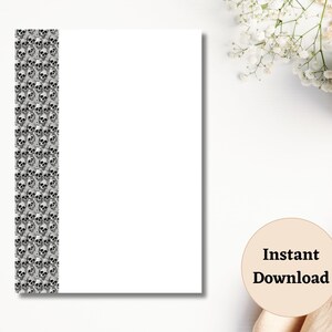 Printable Skull Stationery, Letter Writing Paper, Skeleton Writing ...