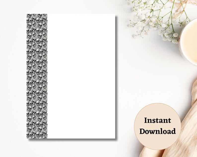 Printable Skull Stationery, Letter Writing Paper, Skeleton Writing ...