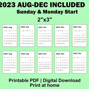 2024 2025 Mini Calendar Printable PDF, 2x3 Inches, Small Calendar, Desk ...