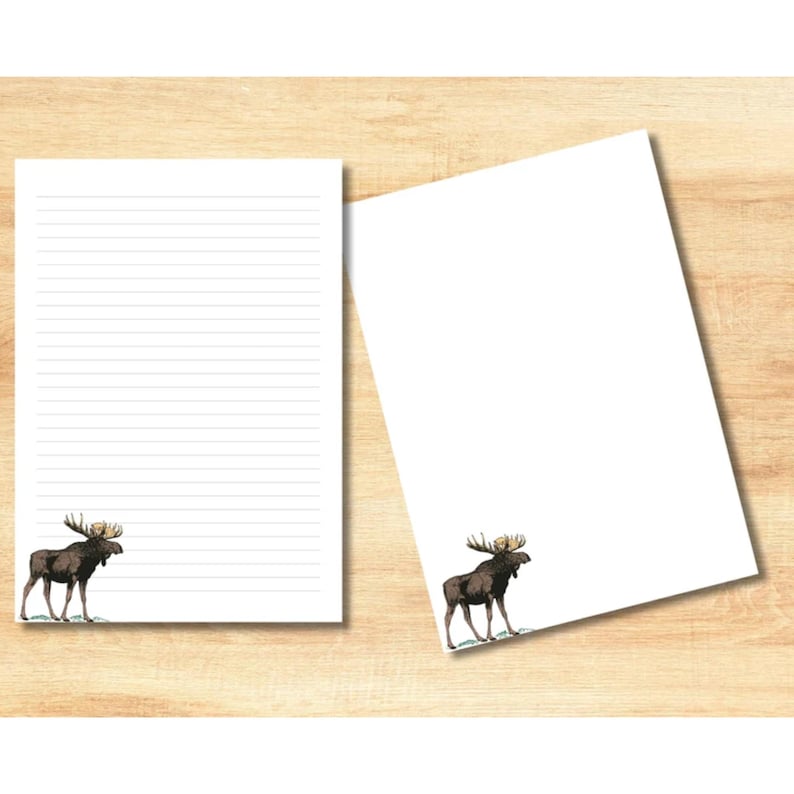 Moose Stationery Printable, Animal Stationery, Lined and Unlined Letter ...
