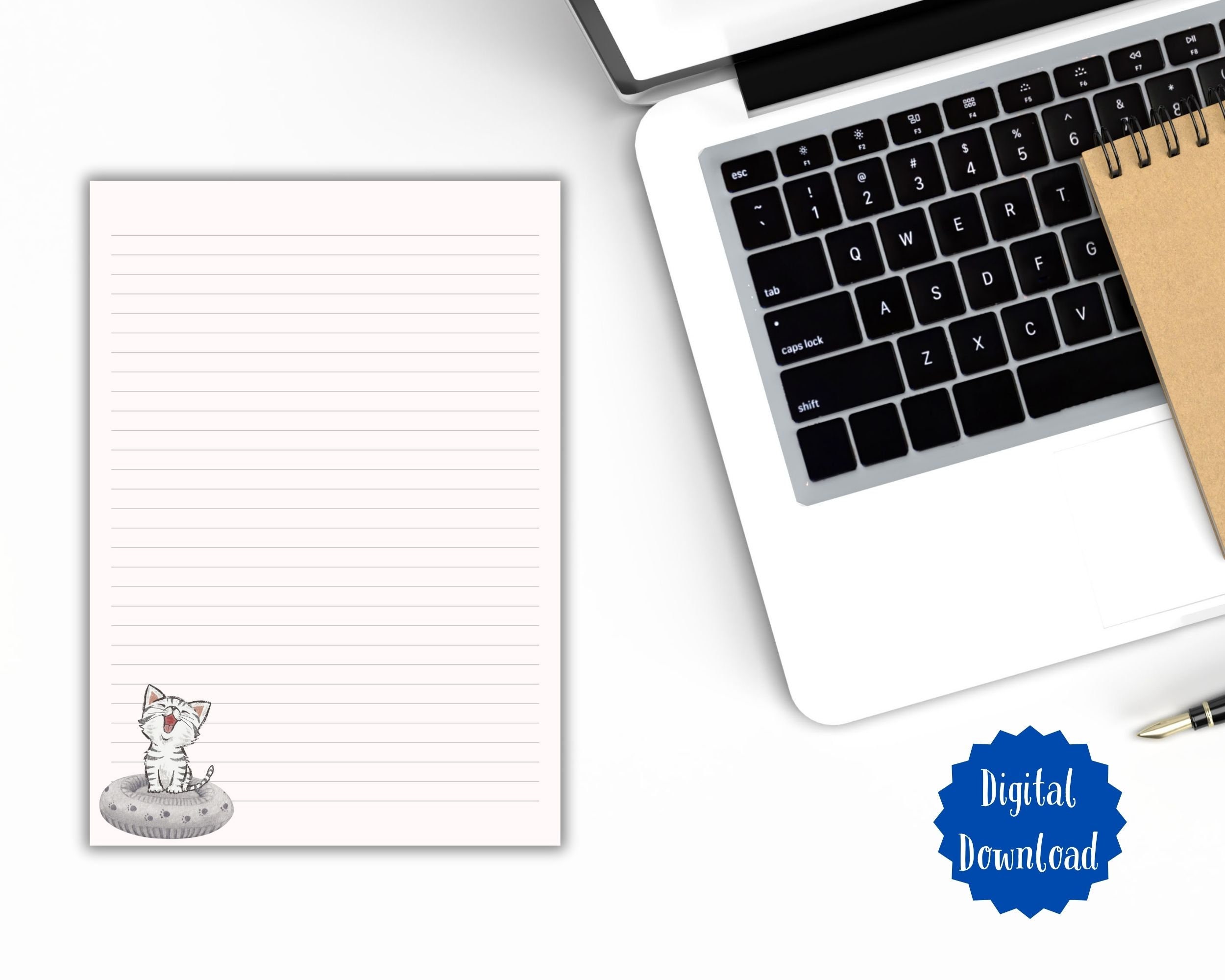 Printable Letter Writing Kawaii Cat Stationery, Sakura Kawaii Kitten ...