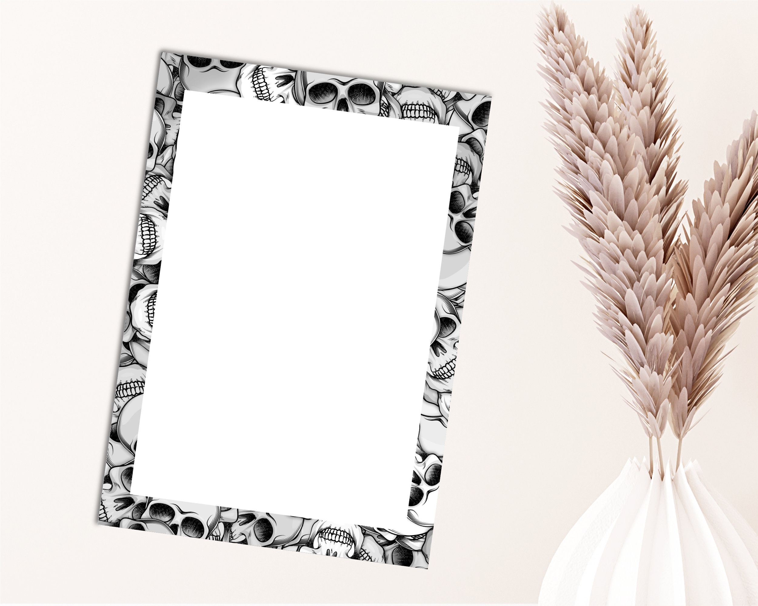 Printable Skull Stationery, Letter Writing Paper, Skeleton Writing ...