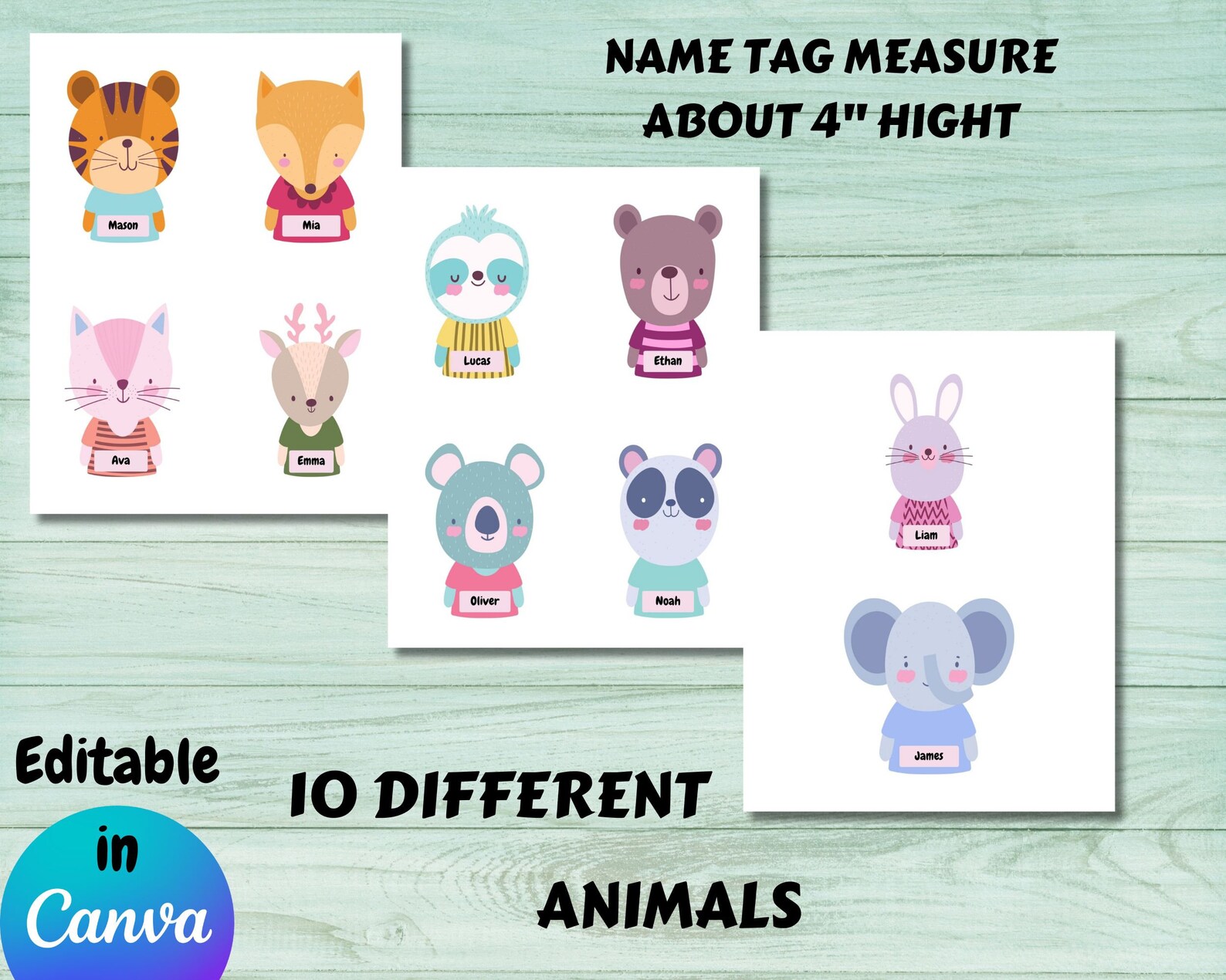 Editable Animals Classroom Name Tag, Cute Animal Name Tags, Classroom ...