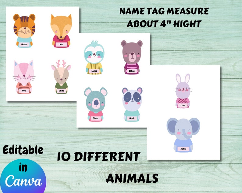 Editable Animals Classroom Name Tag, Cute Animal Name Tags, Classroom ...