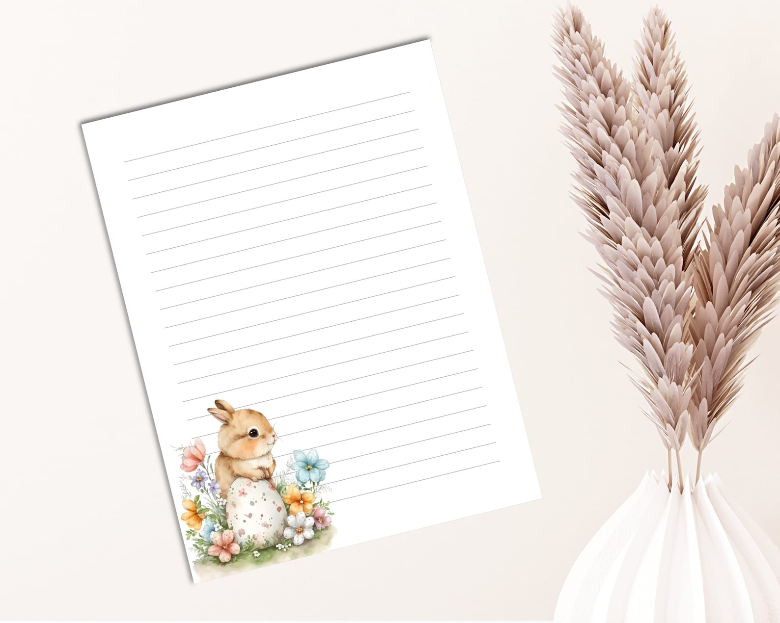 Printable Cute Bunny Stationery, Printable Stationery Lined and Unlined ...