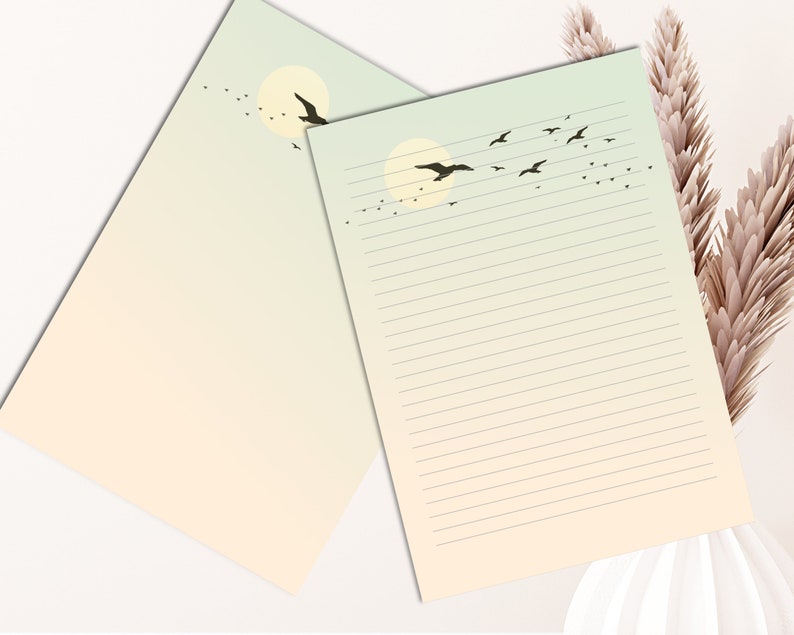 Printable Flying Birds Stationery, Letter Writing Paper, Bird Lover ...