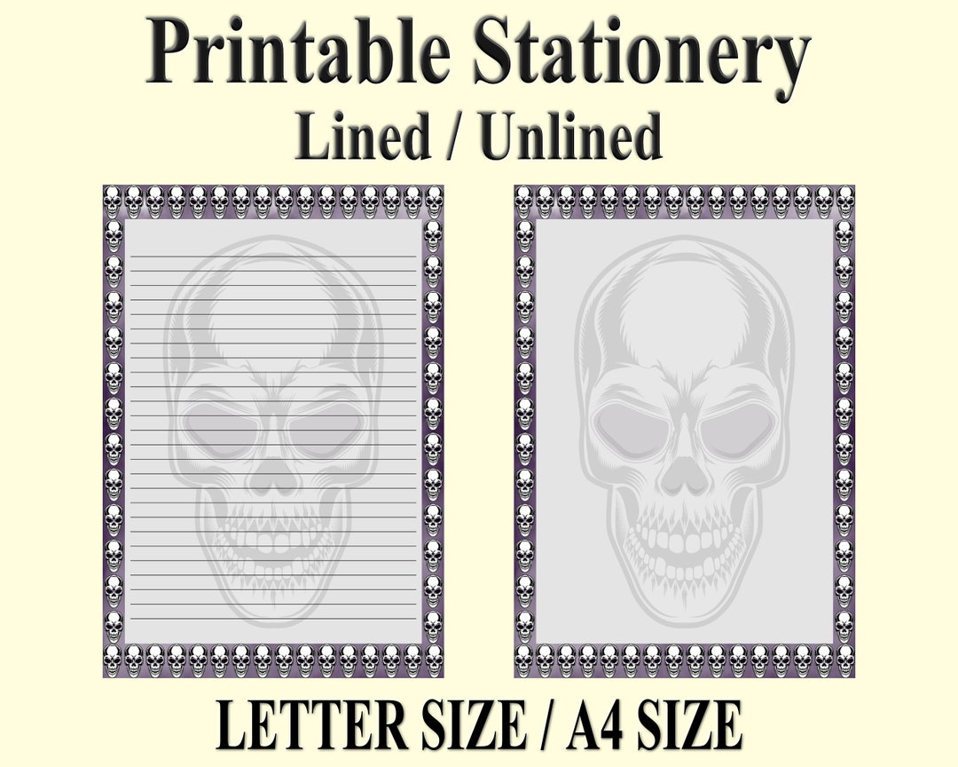 Printable Skull Stationery Letter Writing Paper Skeleton - Etsy