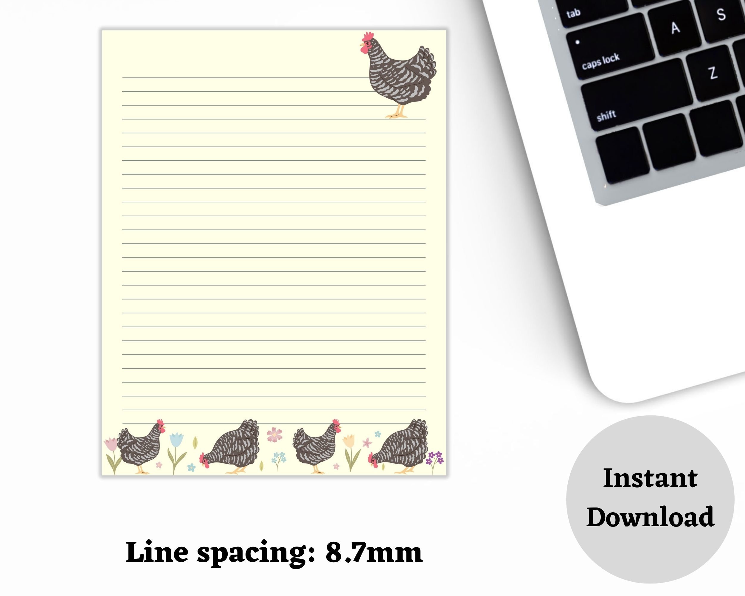 Printable Chickens Stationery, Lined and Unlined Letter Writing Paper ...