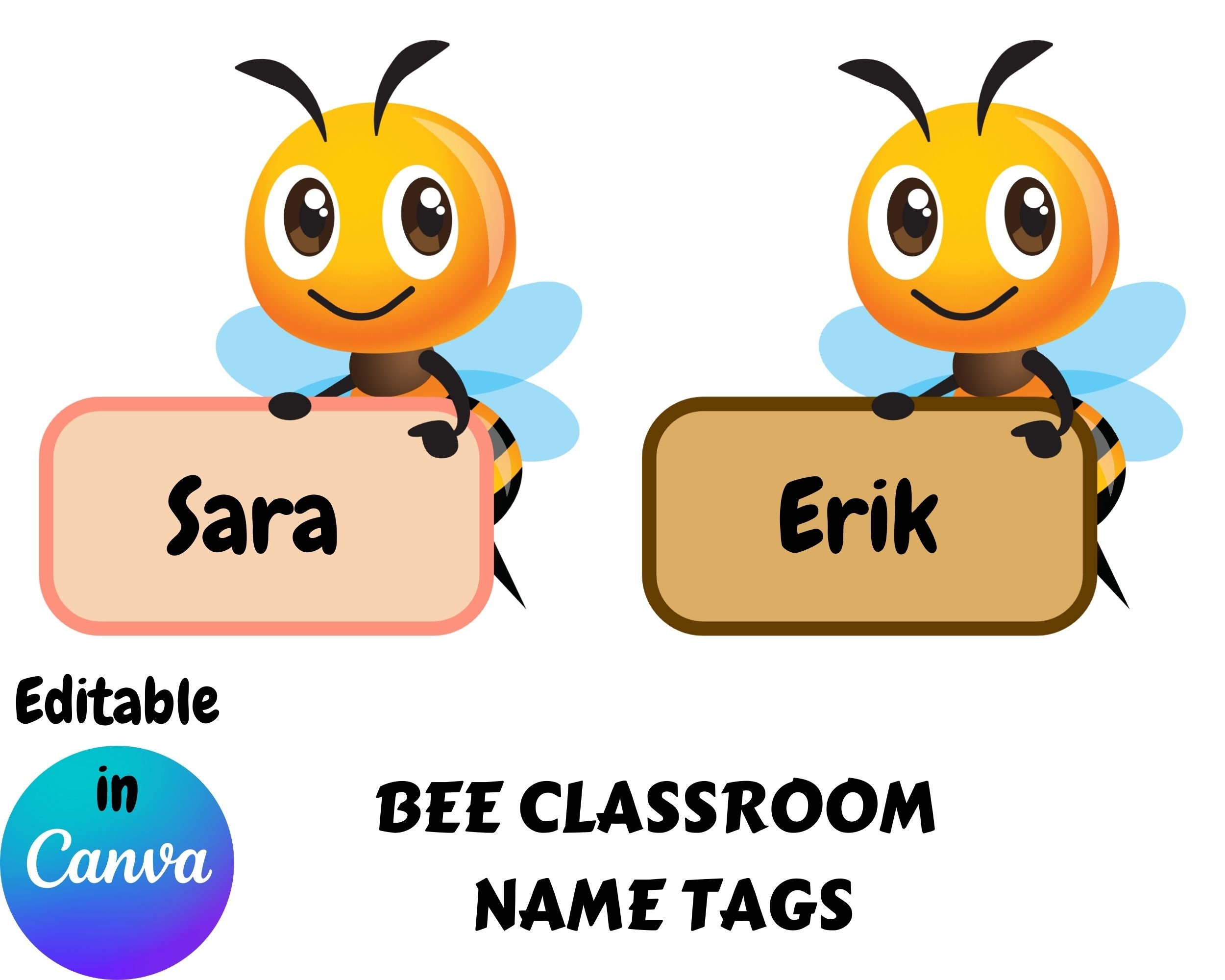 Editable Bee Classroom Name Tags, Classroom Label, Classroom Tags ...