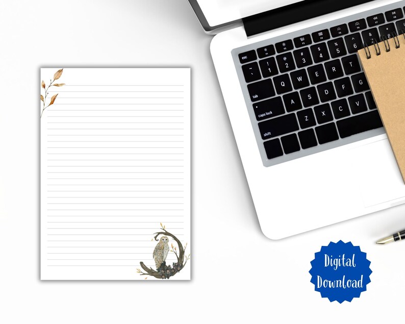 Printable Owl Stationery, Printable Stationery Lined and Unlined Paper ...