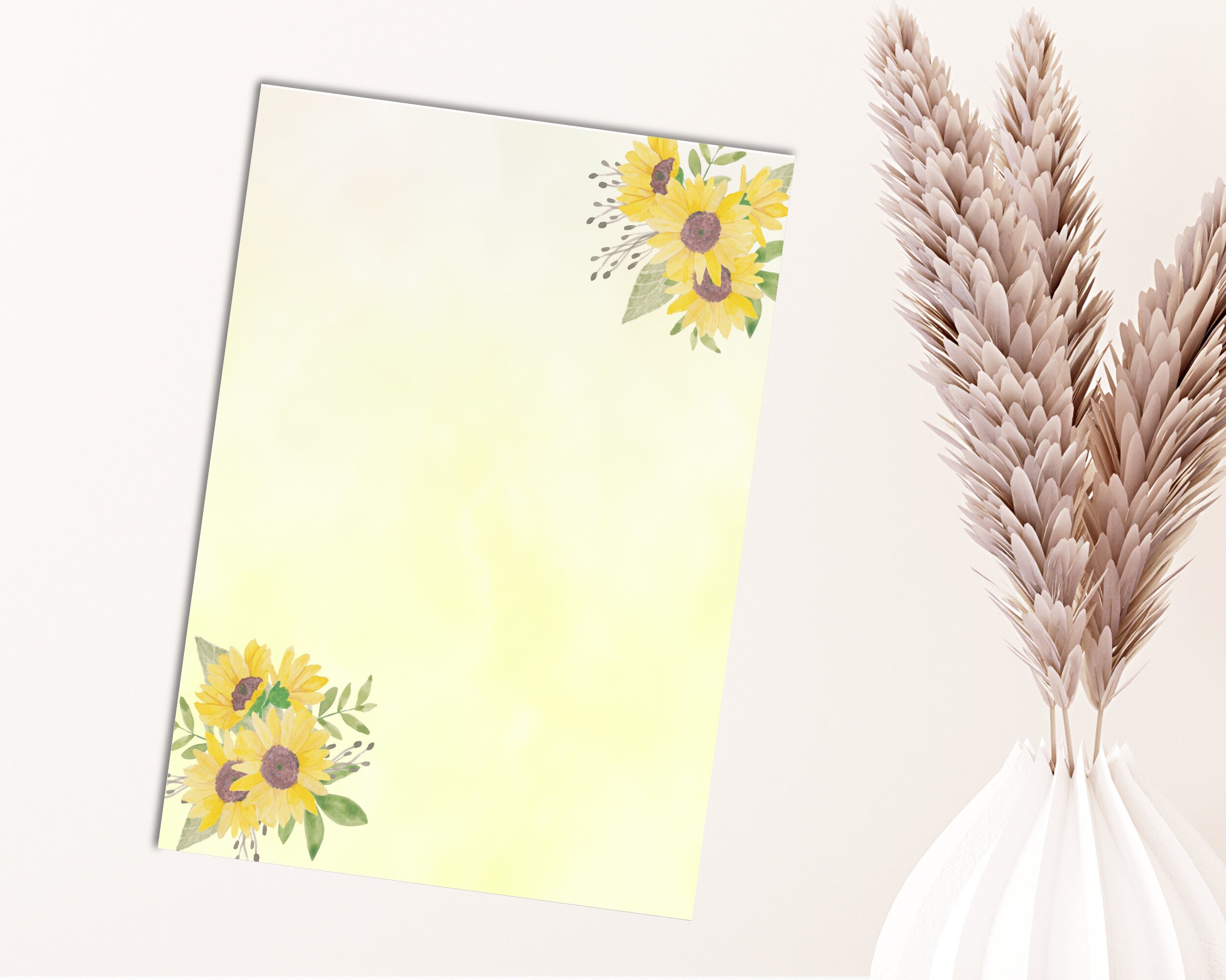 Printable Sunflower Stationery, Printable Stationery Lined and Unlined ...