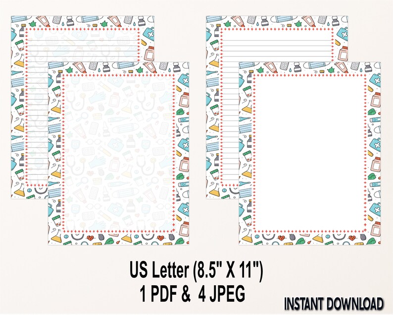 Printable Medical Stationery, Doctor Nurse Journaling Pages Lined ...
