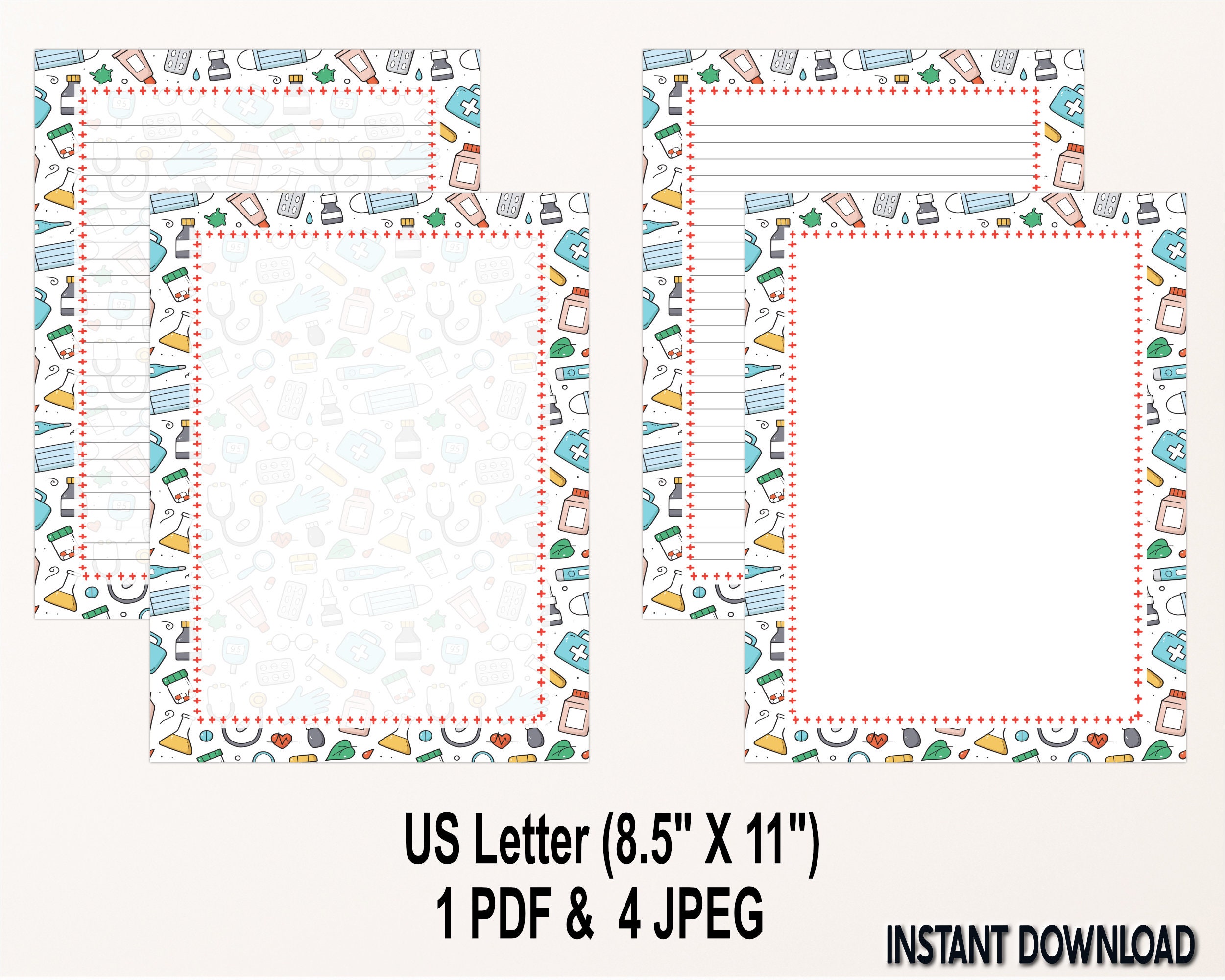 Printable Medical Stationery, Doctor Nurse Journaling Pages Lined ...