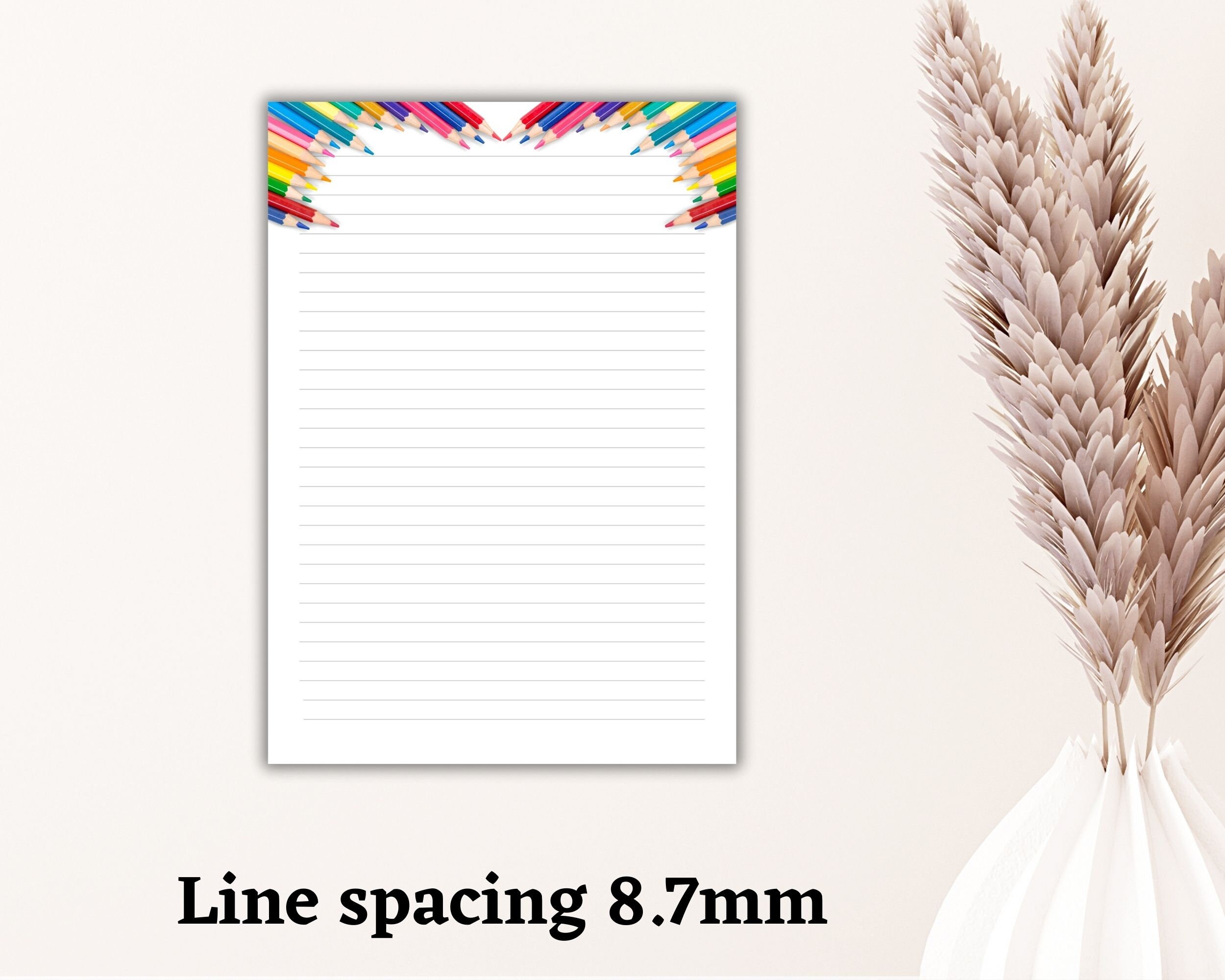 Color Pencil Letter Writing Paper, Coloured Pencil Lined and Unlined ...