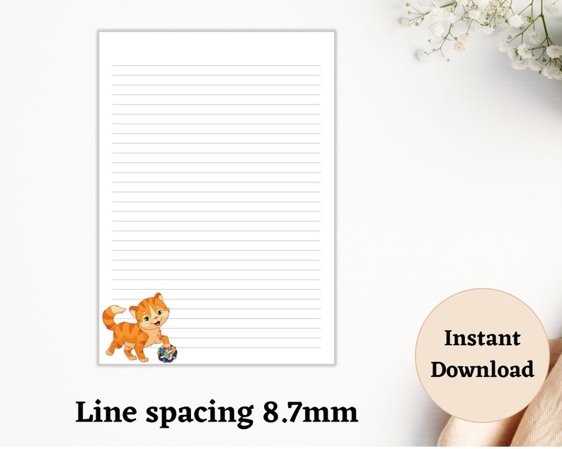 Printable Kawaii Cat Stationery, Cute Cat Lover Letter Writing Paper ...