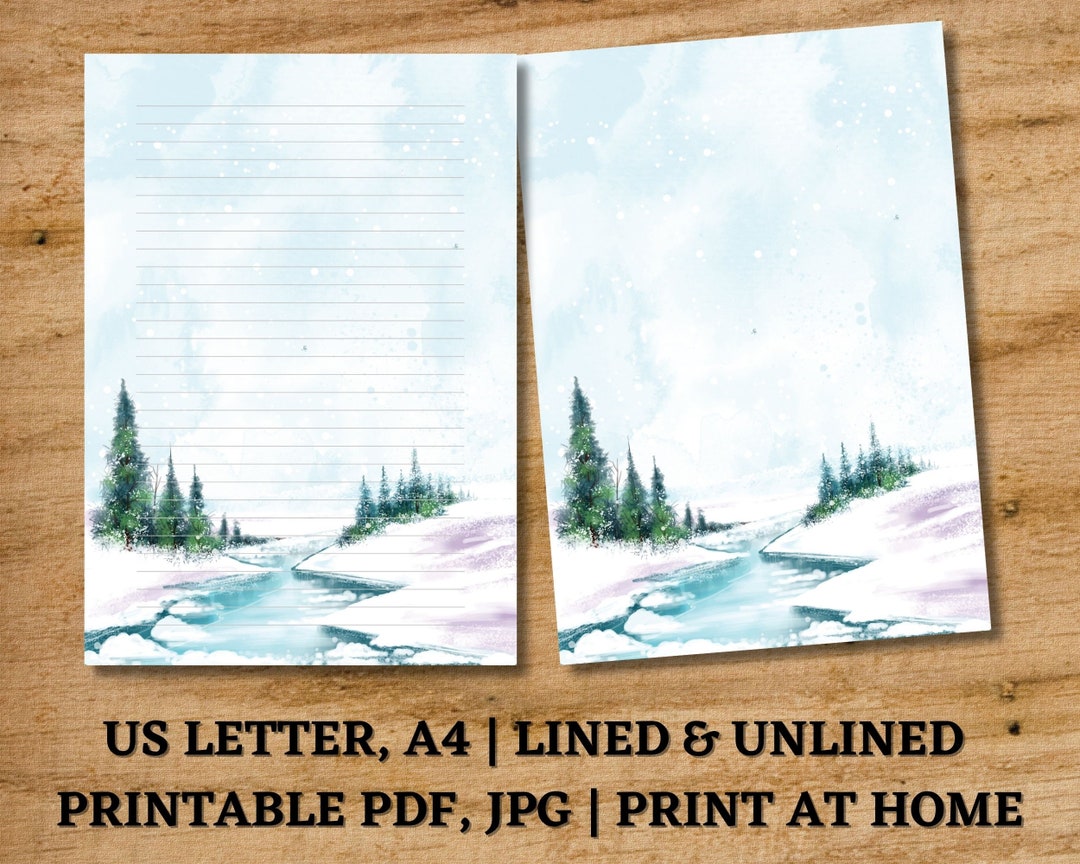 Printable Winter Christmas Stationery, Letter Writing Paper, Printable ...