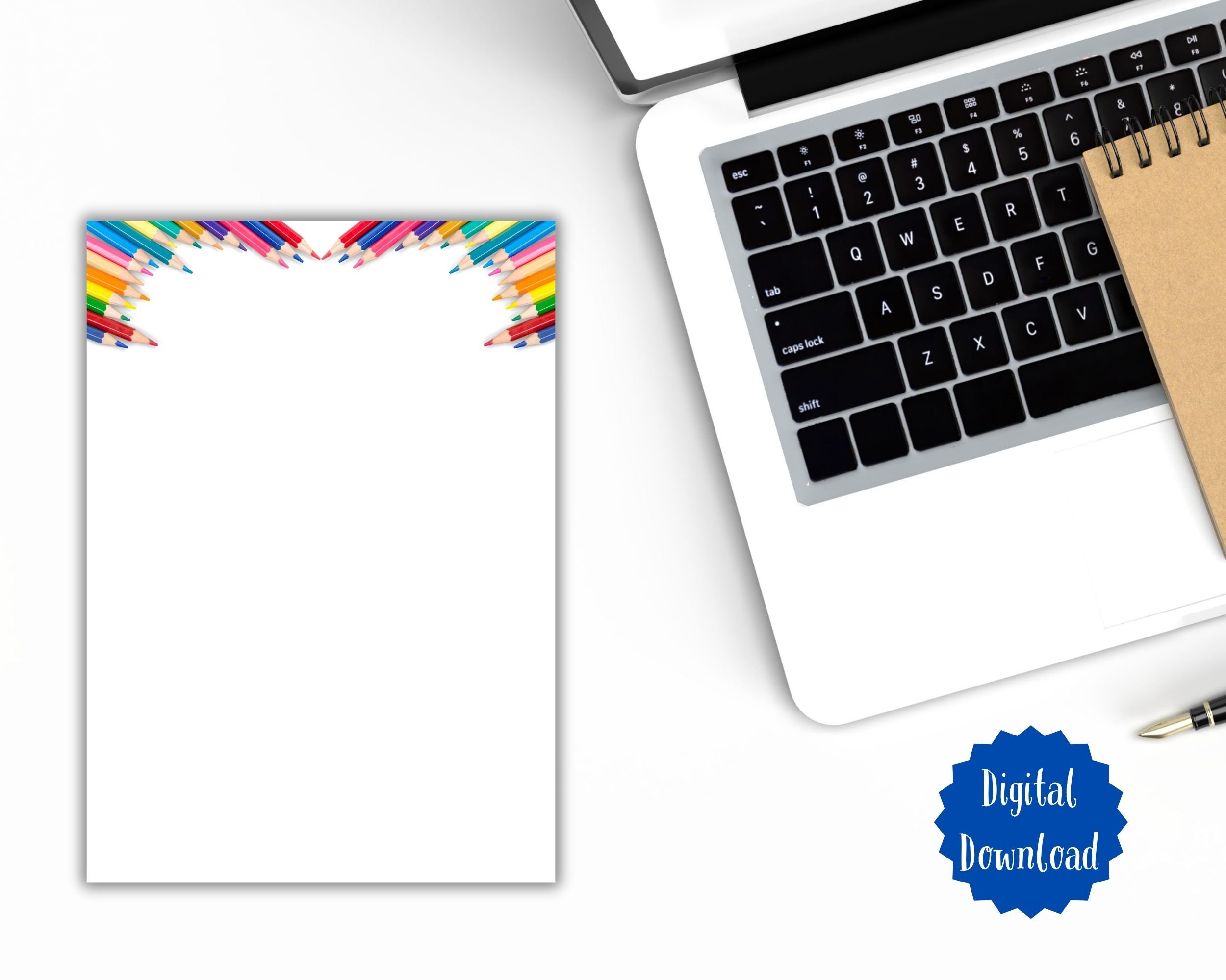 Color Pencil Letter Writing Paper, Coloured Pencil Lined and Unlined ...