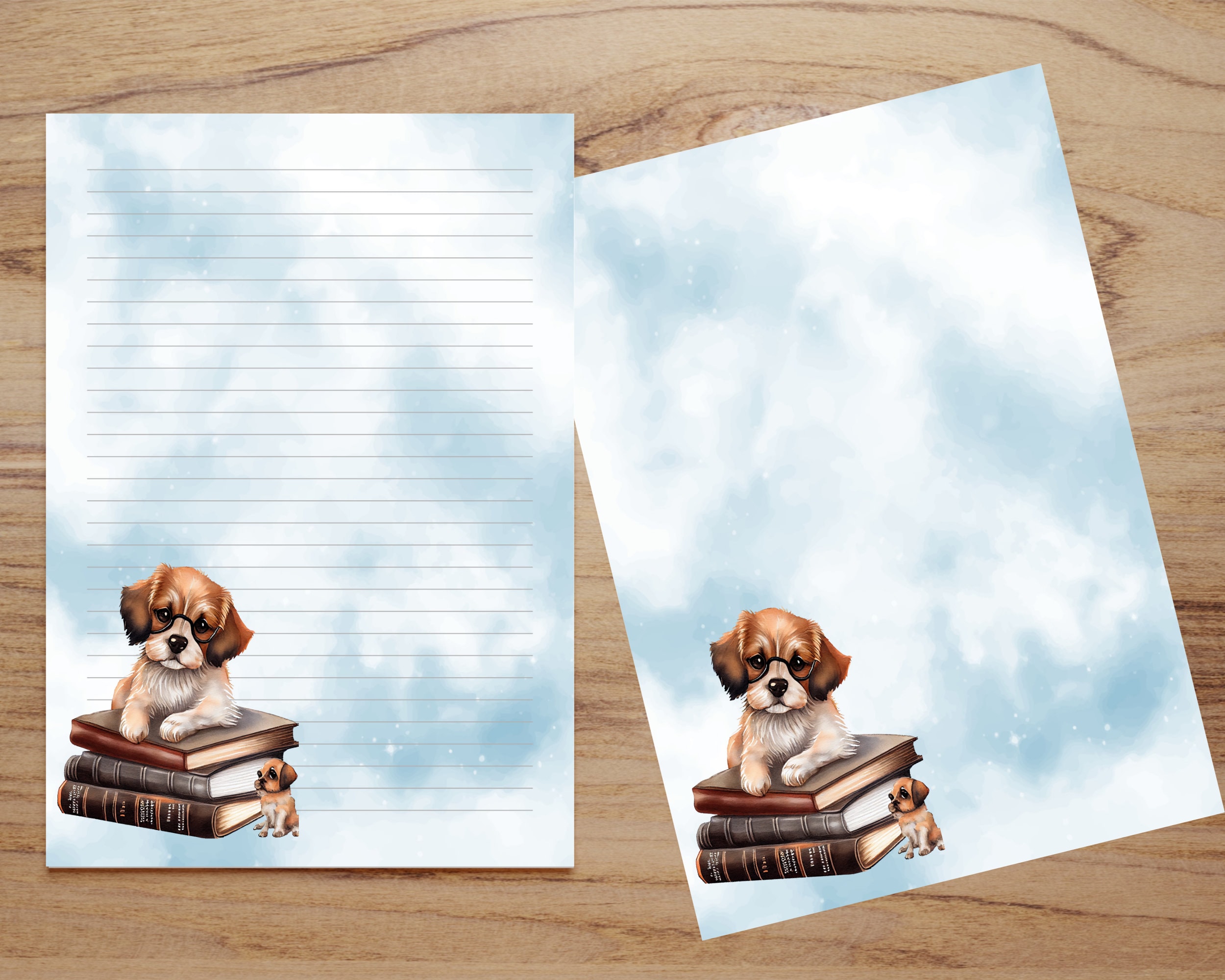 Printable Puppy Stationery, Dog & Books Lovers Printable Stationary ...