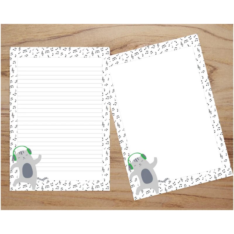 Cat Music Notes Line Art - Etsy