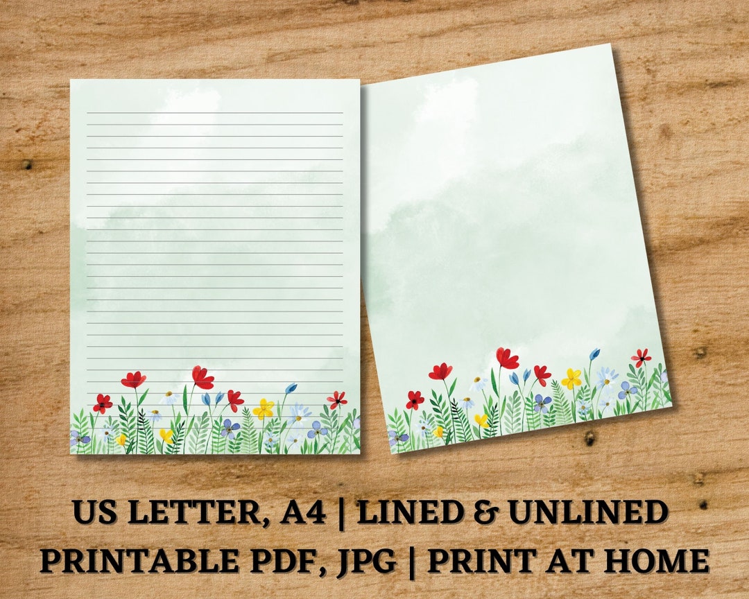 Printable Watercolor Wildflower Stationery, Watercolor Flower Letter ...