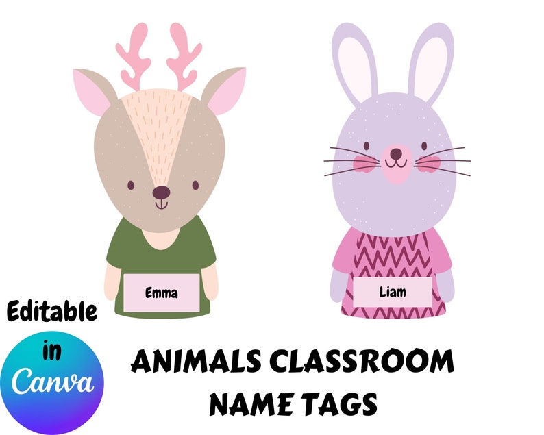 Editable Animals Classroom Name Tag, Cute Animal Name Tags, Classroom ...