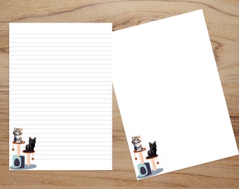 Cats Writing Paper, Printable Kitten Stationery Bundle, Cute Letter ...