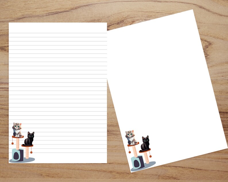 Printable Cute Cats Stationery, Kitten Stationery, Writing Paper ...