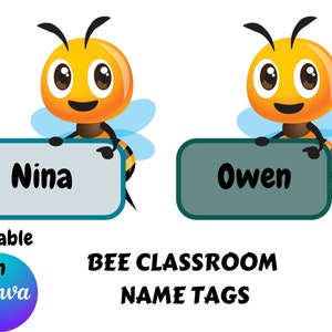 Editable Bee Classroom Name Tags, Classroom Label, Classroom Tags ...