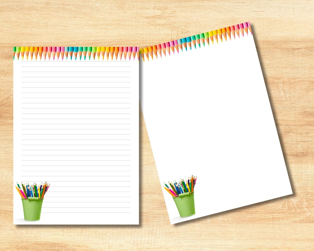 Coloured Pencil Letter Writing Paper, Color Pencil Lined and Unlined ...