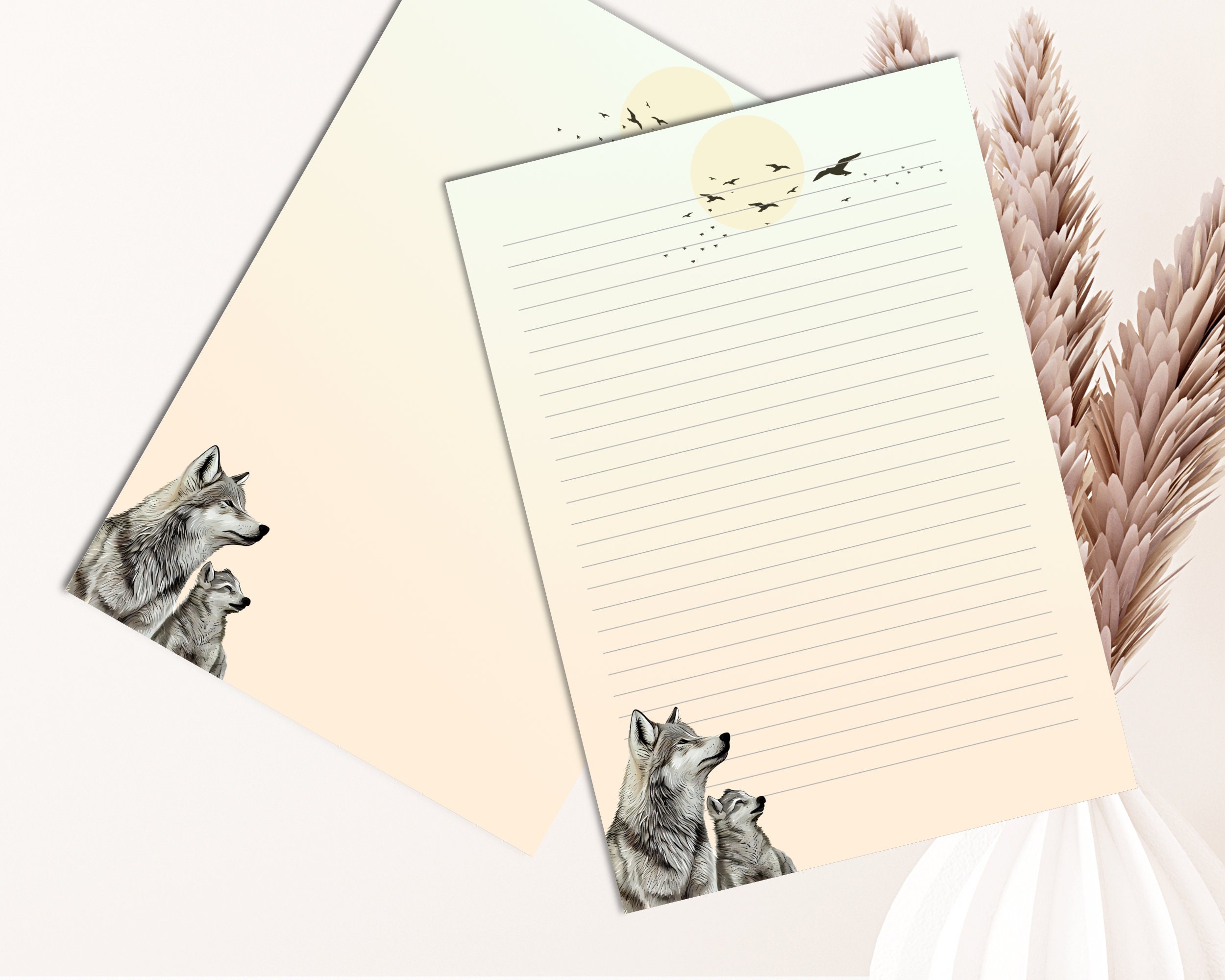 Printable Wolf Stationery, Animal Stationery, Wolf Lover Gifts, Letter ...